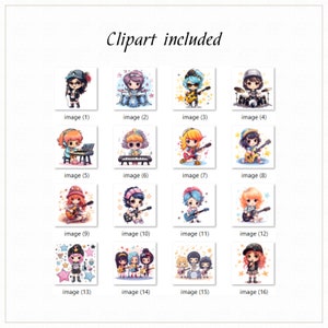 Rockstar Girl Clipart, Cute Rockstar, Band Png, Guitarist, Drummer ...