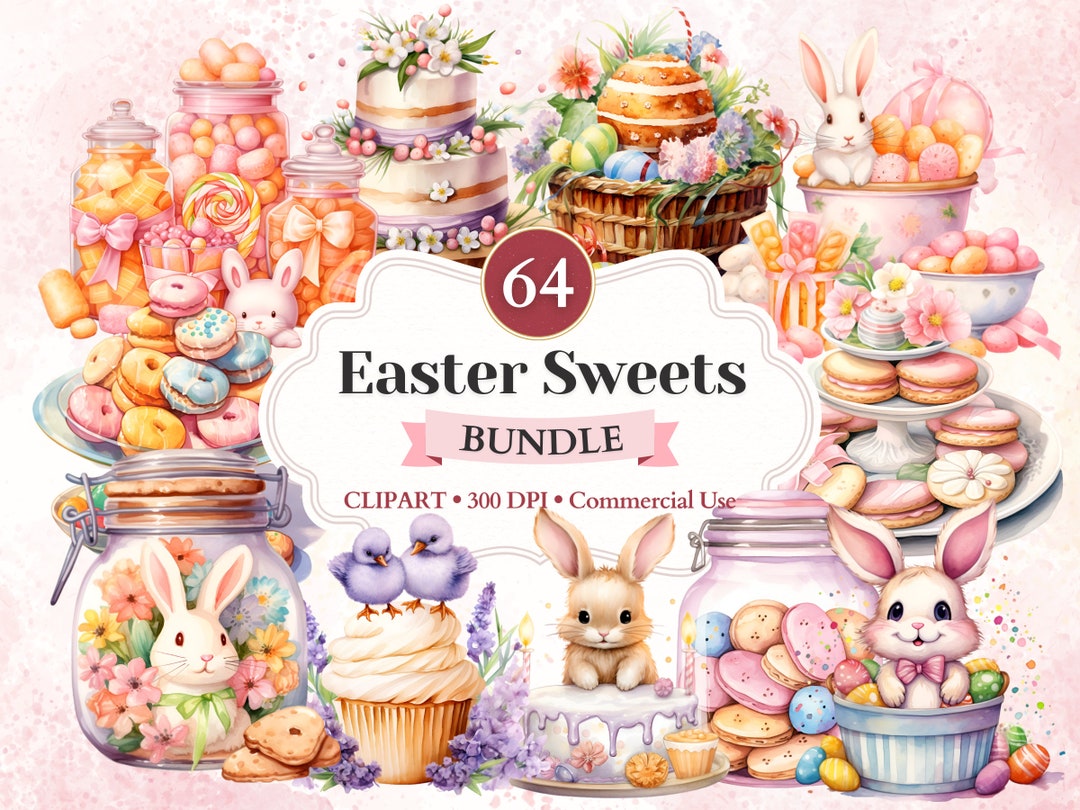 Easter Sweets Clipart Bundle, Baking Clipart, Watercolor Cookies ...
