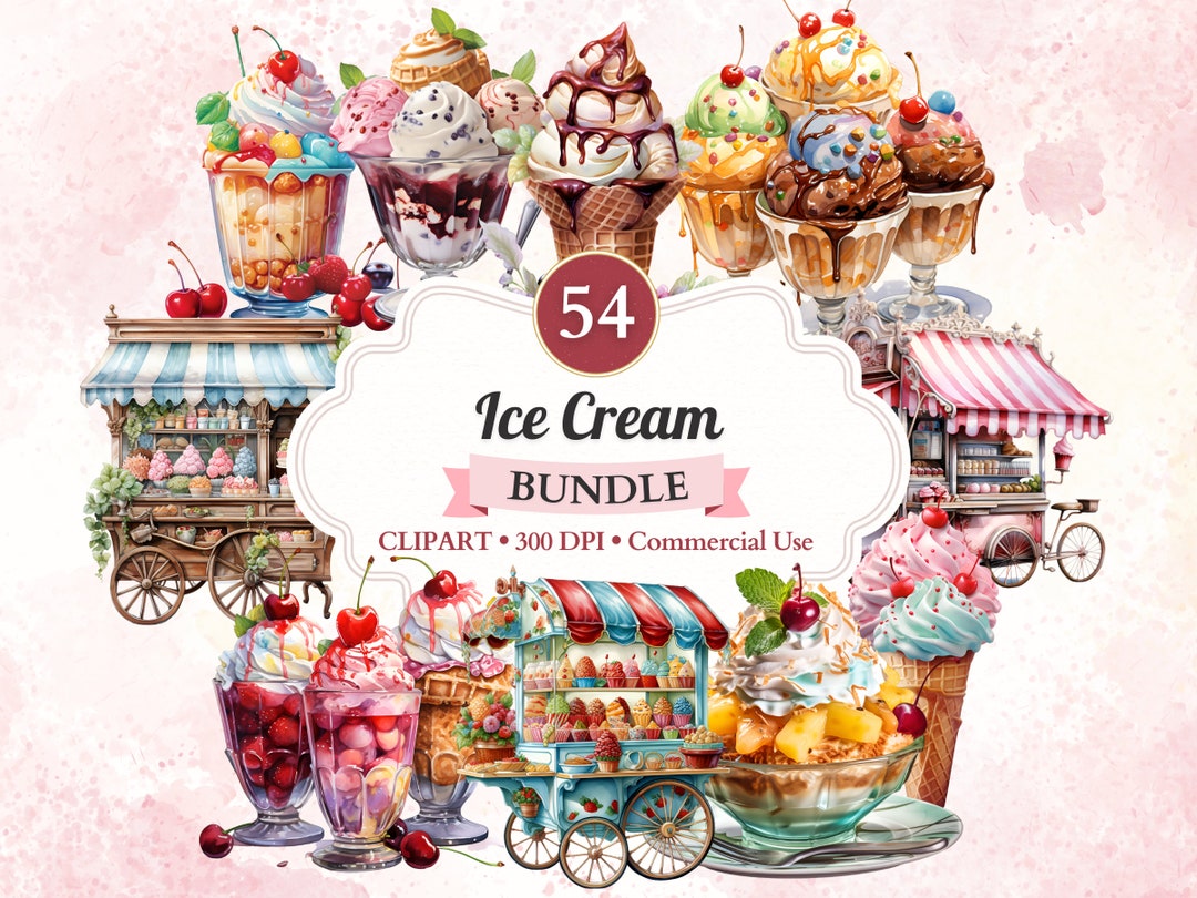 Ice Cream Clipart, Bundle, Set, Png, Cone, Summer Treats, Ice Cream ...