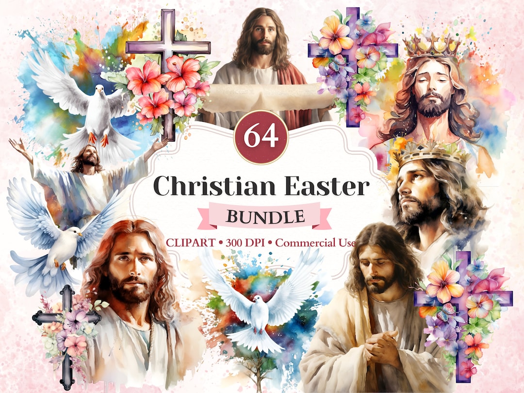 Christian Easter Clipart Bundle, Catholic Icons Digital, Jesus Clipart ...