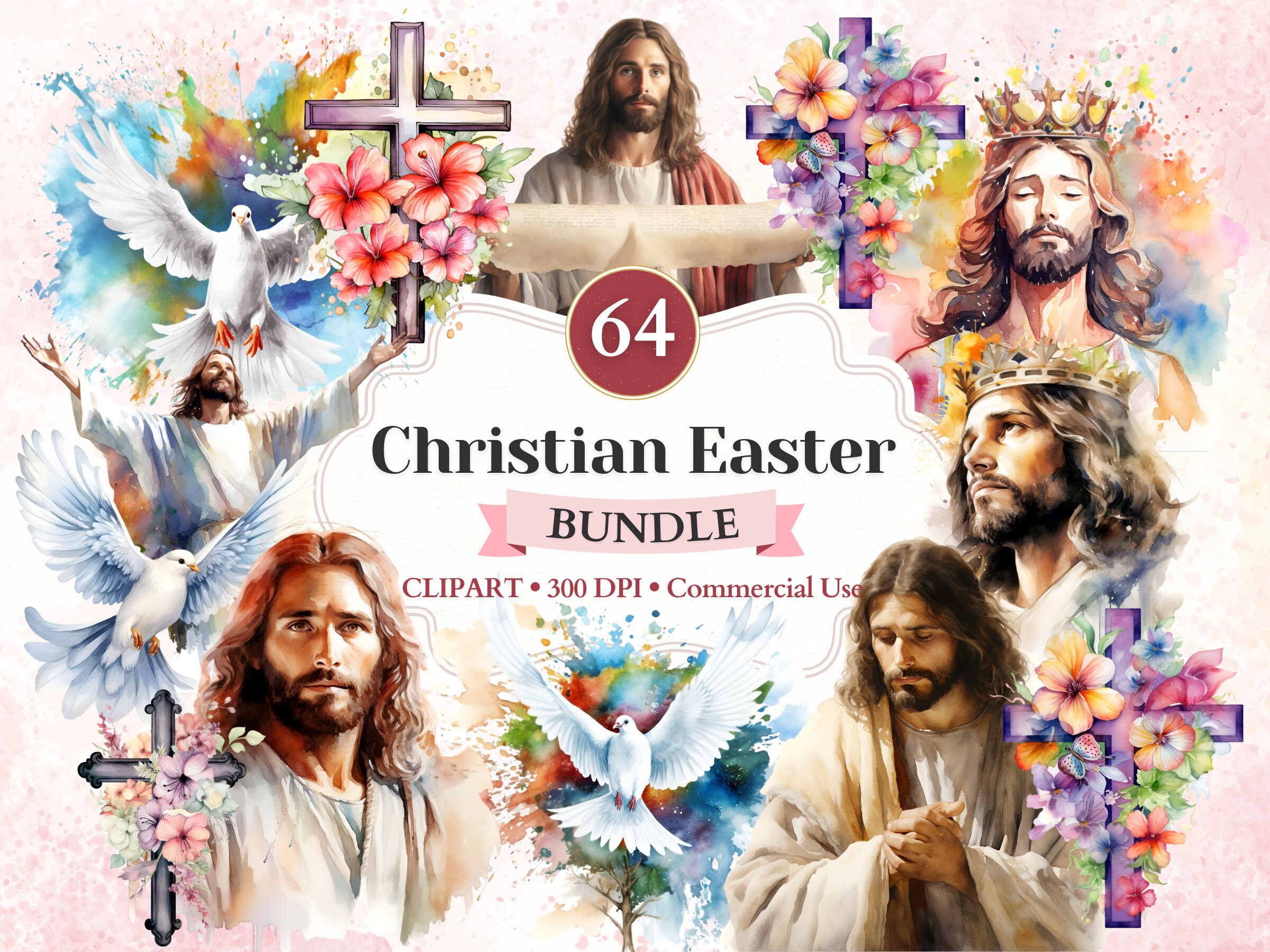 Christian Easter Clipart Bundle, Catholic Icons Digital, Jesus Clipart ...