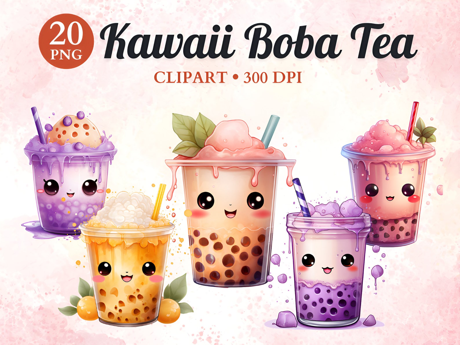 Kawaii Boba Tea Clipart Bubble Tea Png Boba Tea Png Kawaii - Etsy