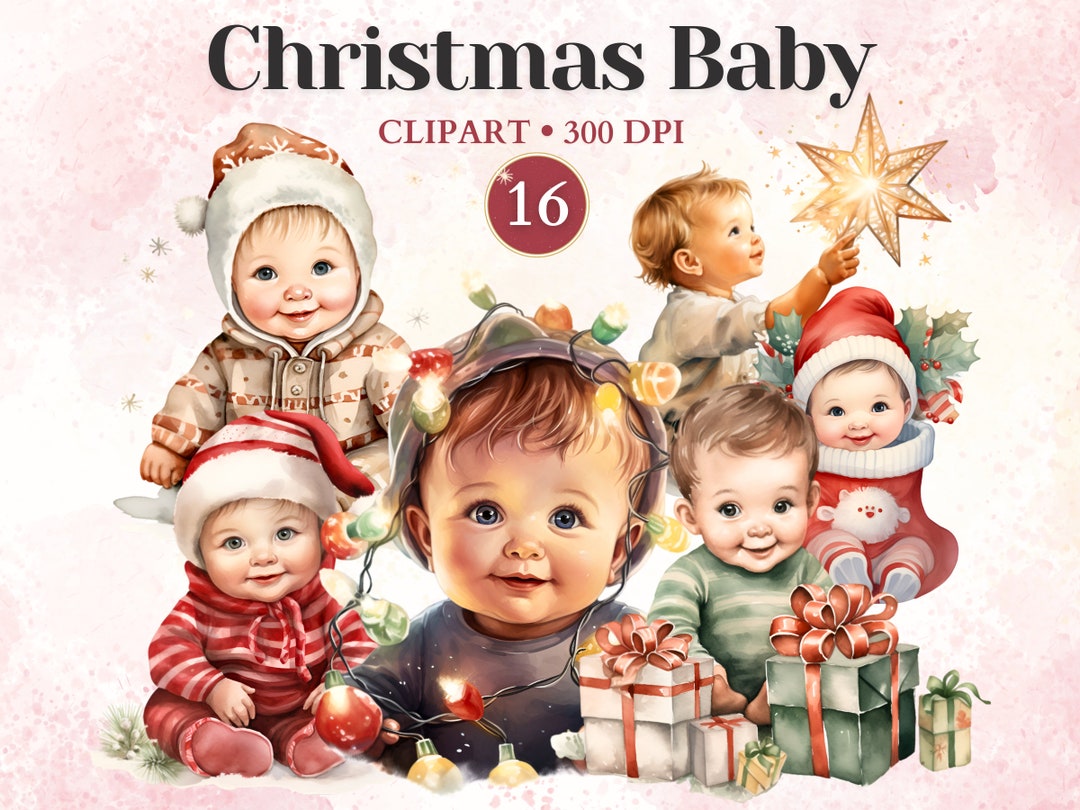 Christmas Baby Clipart, Cute Christmas Clipart, Newborn Clipart, Baby ...