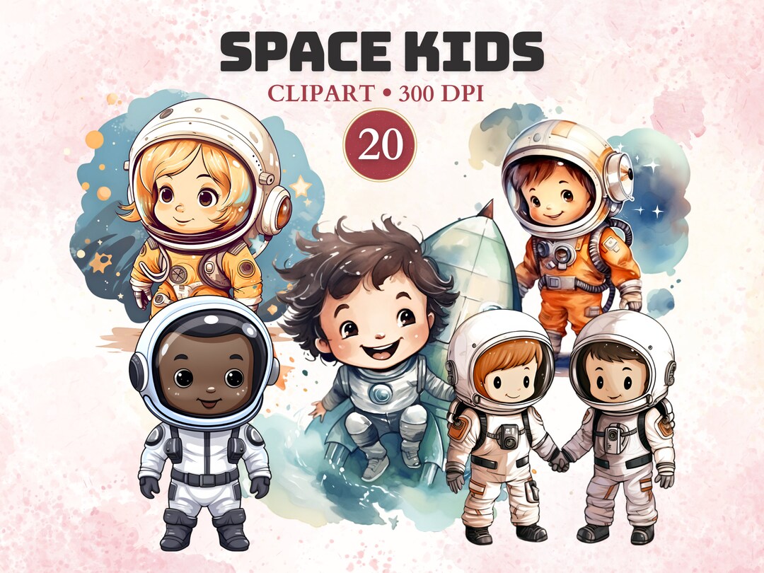 Space Kids Clipart, Watercolor, Kawaii, Cute Space, Galaxy Clipart ...