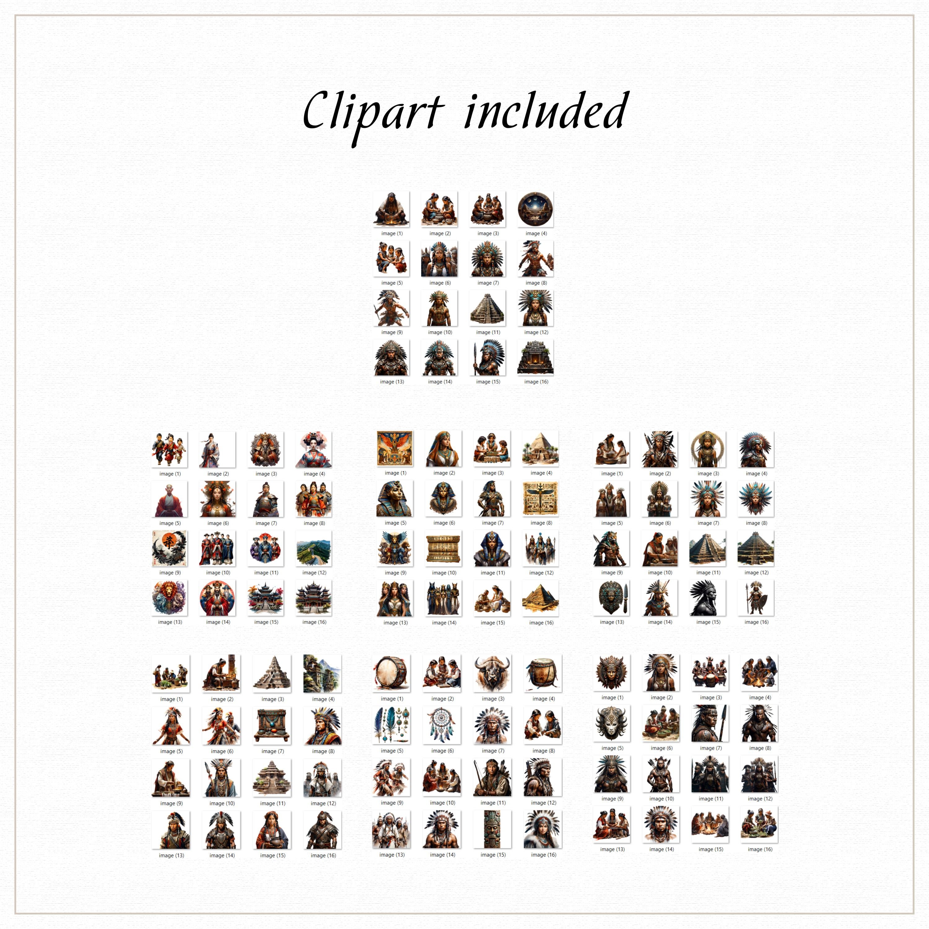 Ancient Civilization Clipart Bundle, Tribal Png, Mayan, Aztec, Inca ...