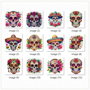 Sugar Skull Clipart, Dia De Los Muertos, Day of the Dead Art, Mexican ...