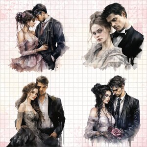 Gothic Bride and Groom Clipart, Gothic Couple Clipart, Goth Wedding PNG ...