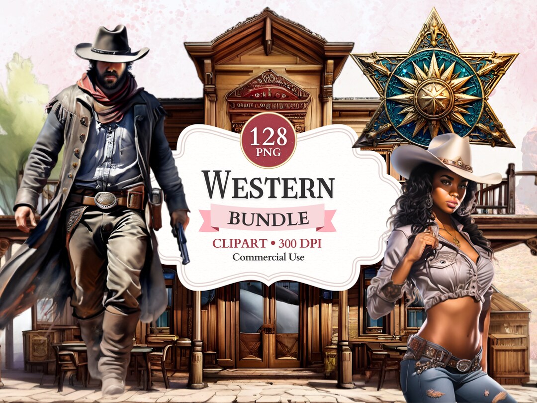 Western Clipart Bundle, Cowboy Clipart, Wild West Png, American West ...