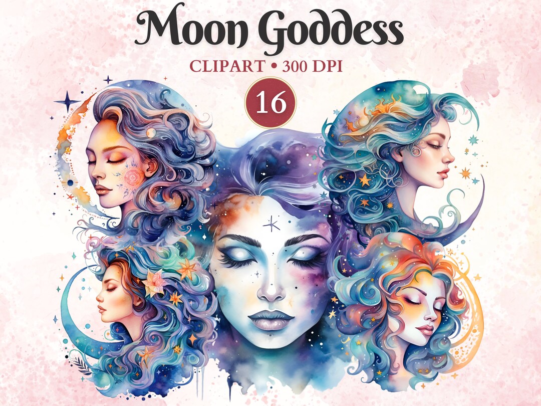 Moon Goddess Clipart, Whimsical Wonder, Divine Feminine Energy ...