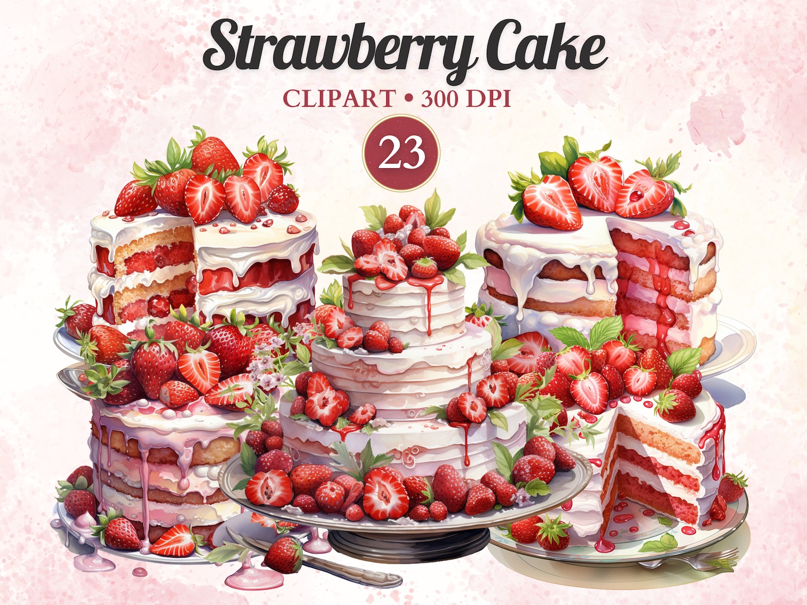 Strawberry Cake Clipart, Birthday Party Png, Dessert, Sweet Food ...