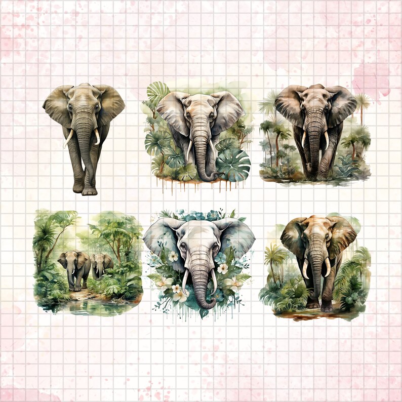 Elephant Clipart, Elephant Png, Jungle Animal Clipart, Woodland, Forest ...
