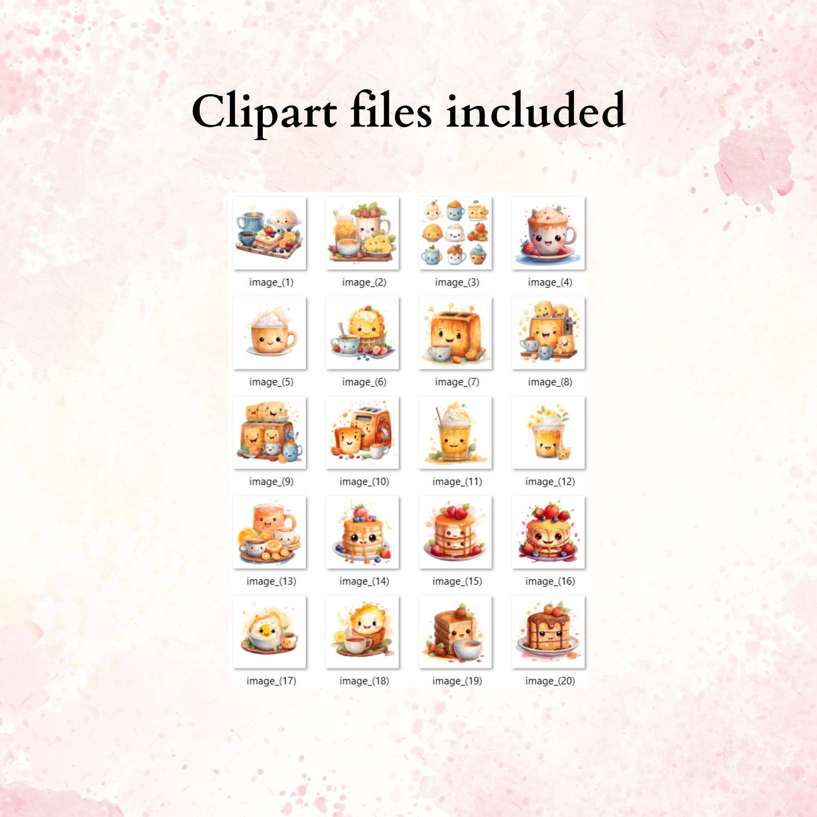 Kawaii Breakfast Clipart, Watercolor, Kawaii Food Clipart Set, Cute ...