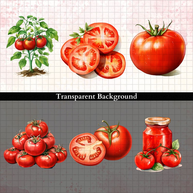 Tomato Clipart Watercolor Vegetables Png Healthy Food - Etsy