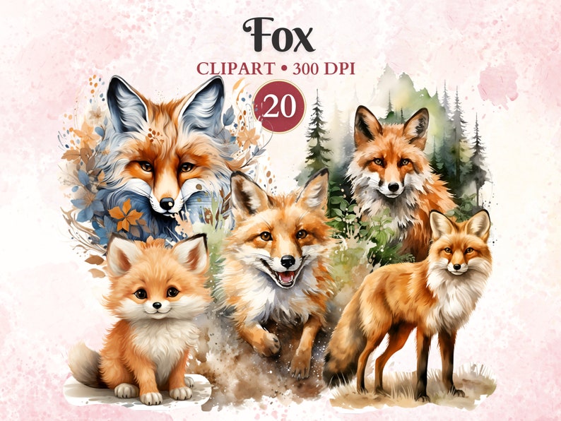 Fox Clipart, Watercolor, Fox Png, Woodland Animal, Forest Animal ...