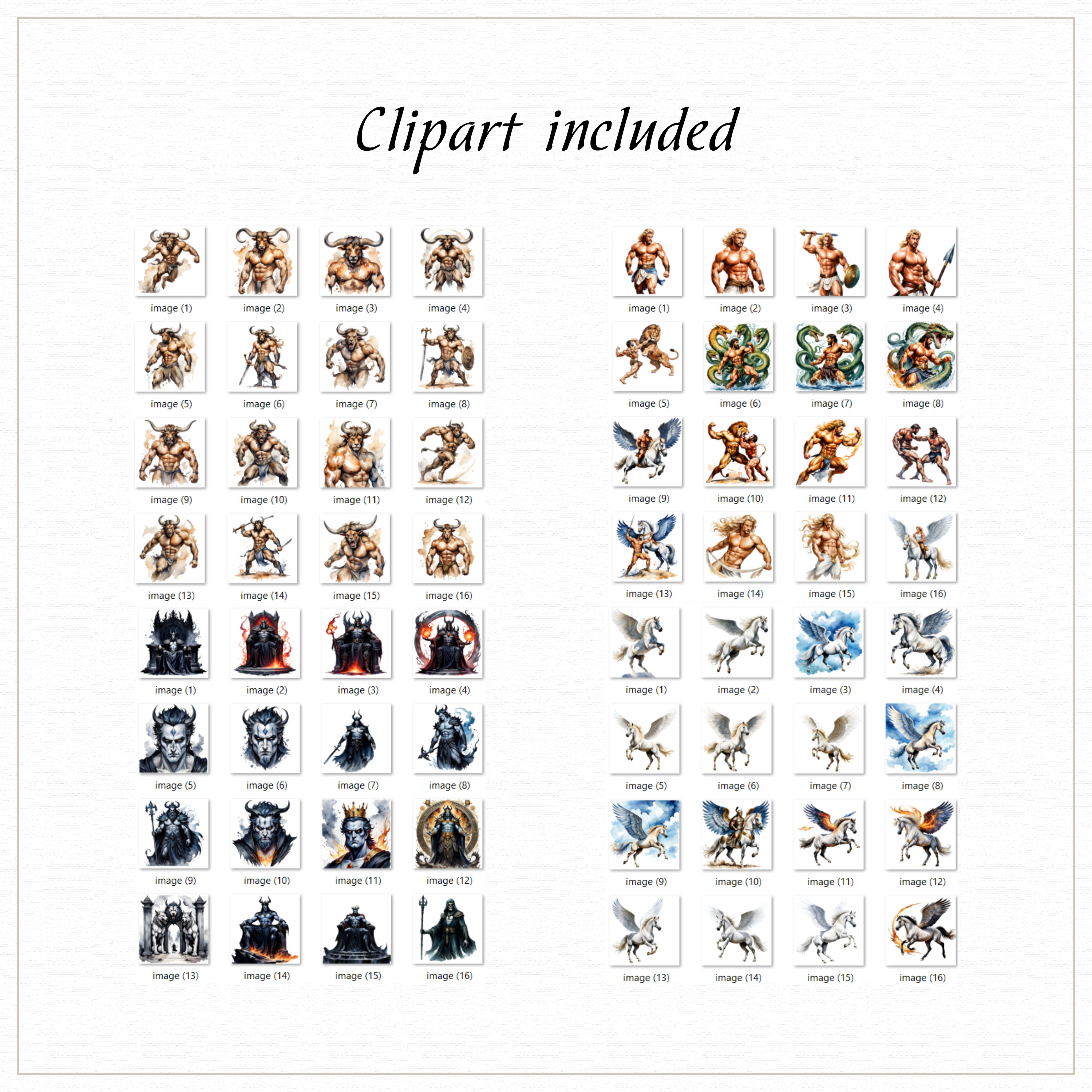 Greek Mythology Clipart Bundle, Whimsical Wonder, Mythical Creatures ...