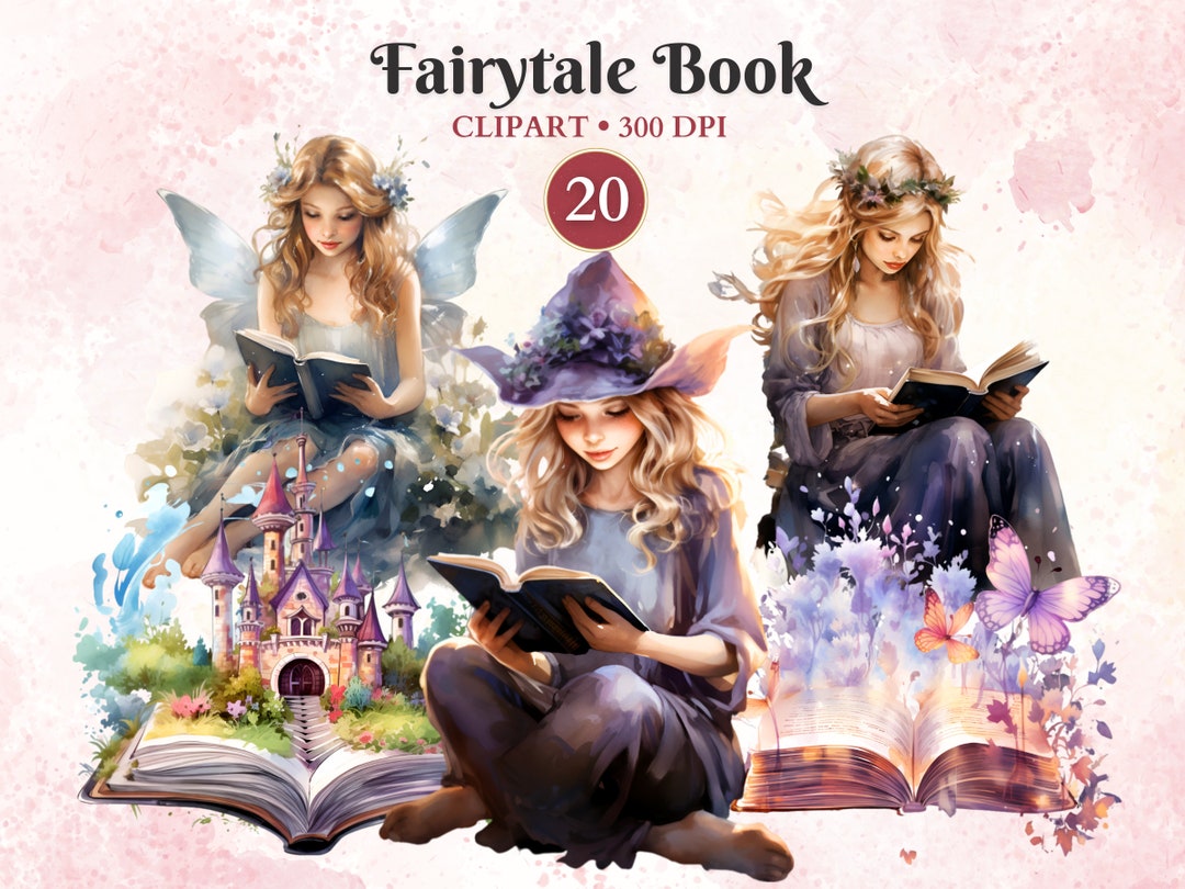 Fairytale Book Clipart, Book Lover, Mystical Books, Mythical Creatures ...