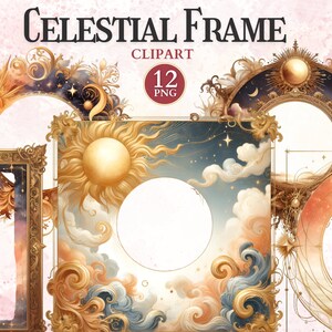 Celestial Sunset Frame Clipart, Fantasy Gold Frames Png, Fairy Tale ...