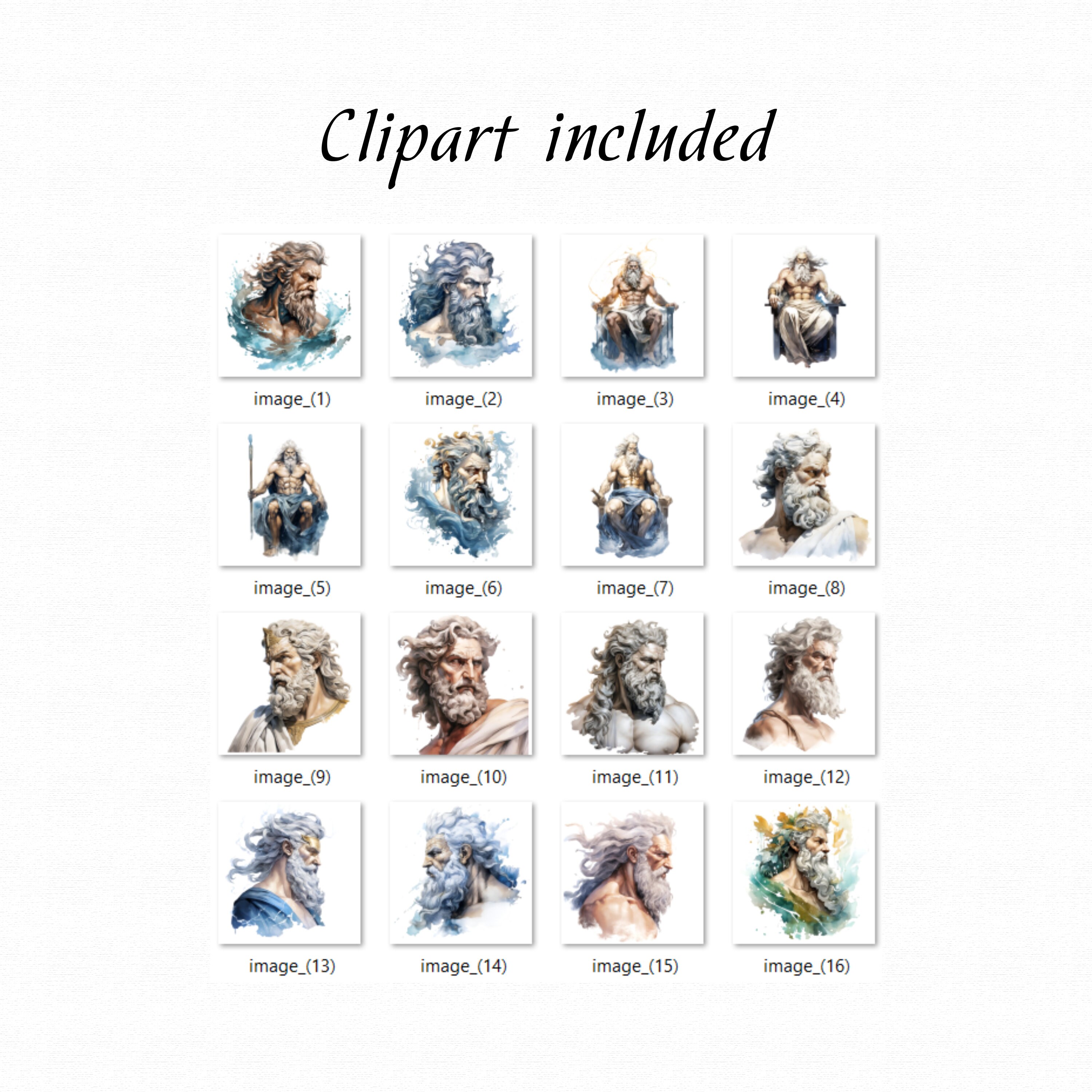 Zeus Clipart, Whimsical Wonder, Mythology Clipart, Greek Gods, Ancient ...