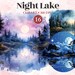 Night Lake Clipart, Mountain Vector, Forest Graphics, Lake Vector ...