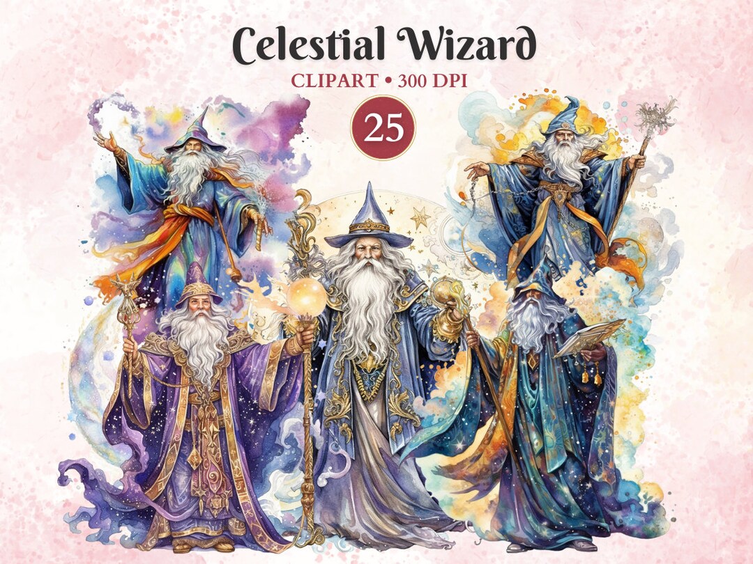 Celestial Wizard Clipart Magic Clip Art Magical Wizard - Etsy