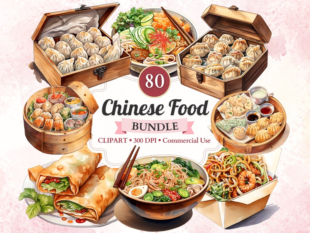 Chinese Food Clipart Bundle, China Clipart, Asian Cuisine, Asian Food ...