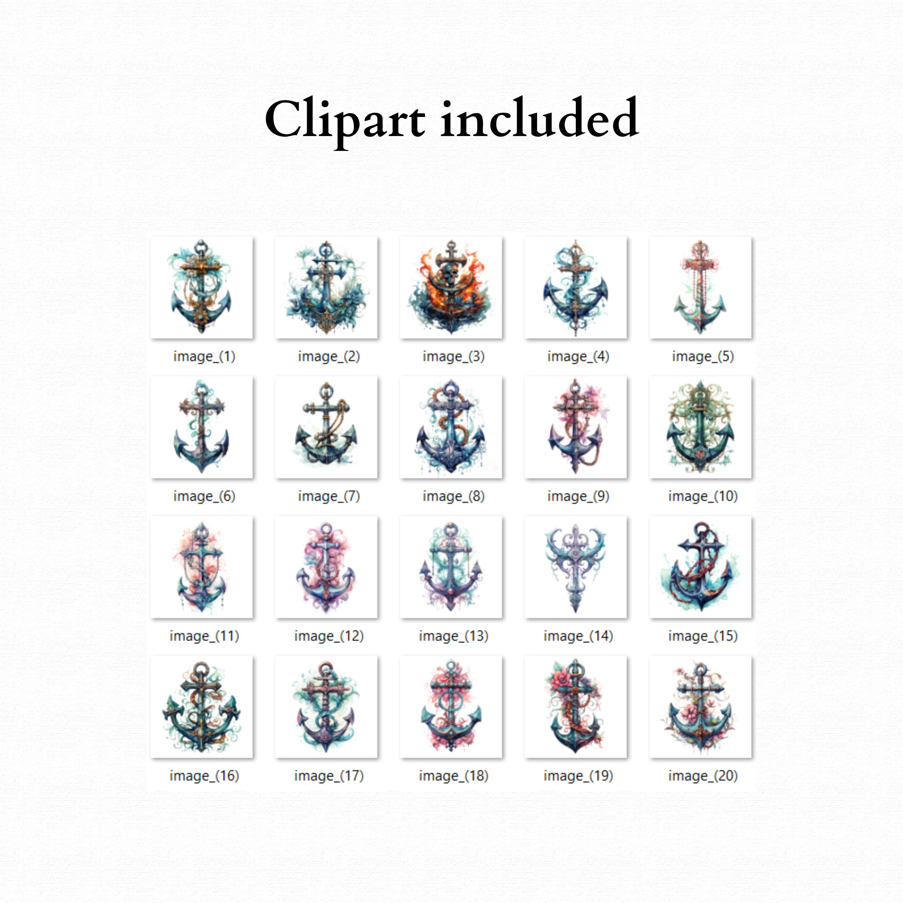 Pirate Anchor Clipart Pirates Clipart Watercolor Party - Etsy