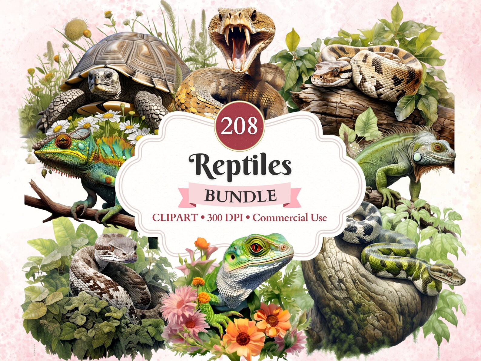 Reptiles Clipart Bundle, Snake Clipart, Snake Png, Serpent Silhouette ...