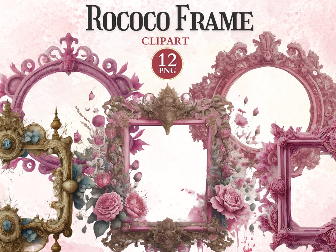 Rococo Frame Clipart, Antique Printable Frames Png to Ornate Picture ...