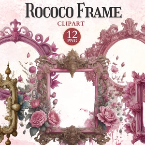 Rococo Frame Clipart, Antique Printable Frames Png to Ornate Picture ...
