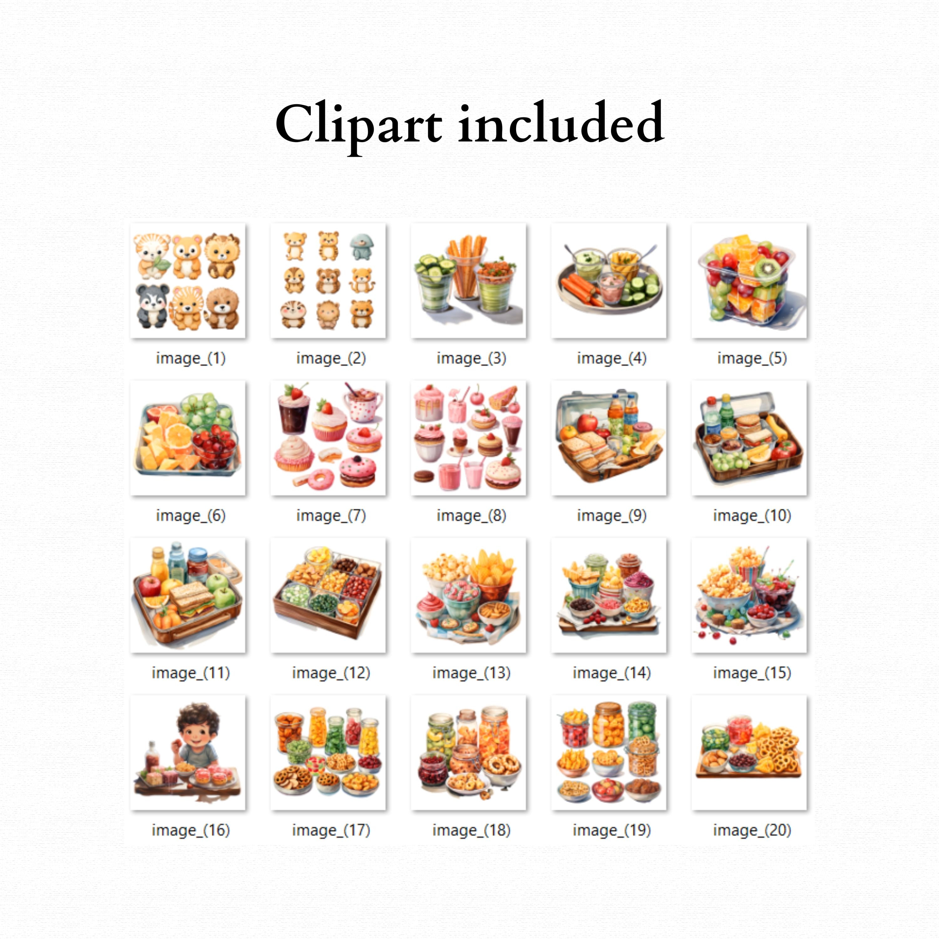 Kids Snacks Clipart, School Food Clipart, Child Food, Back to School ...