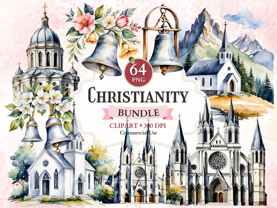 Christianity Clipart Bundle, Church Silhouette, Chapel Clipart, Gothic ...