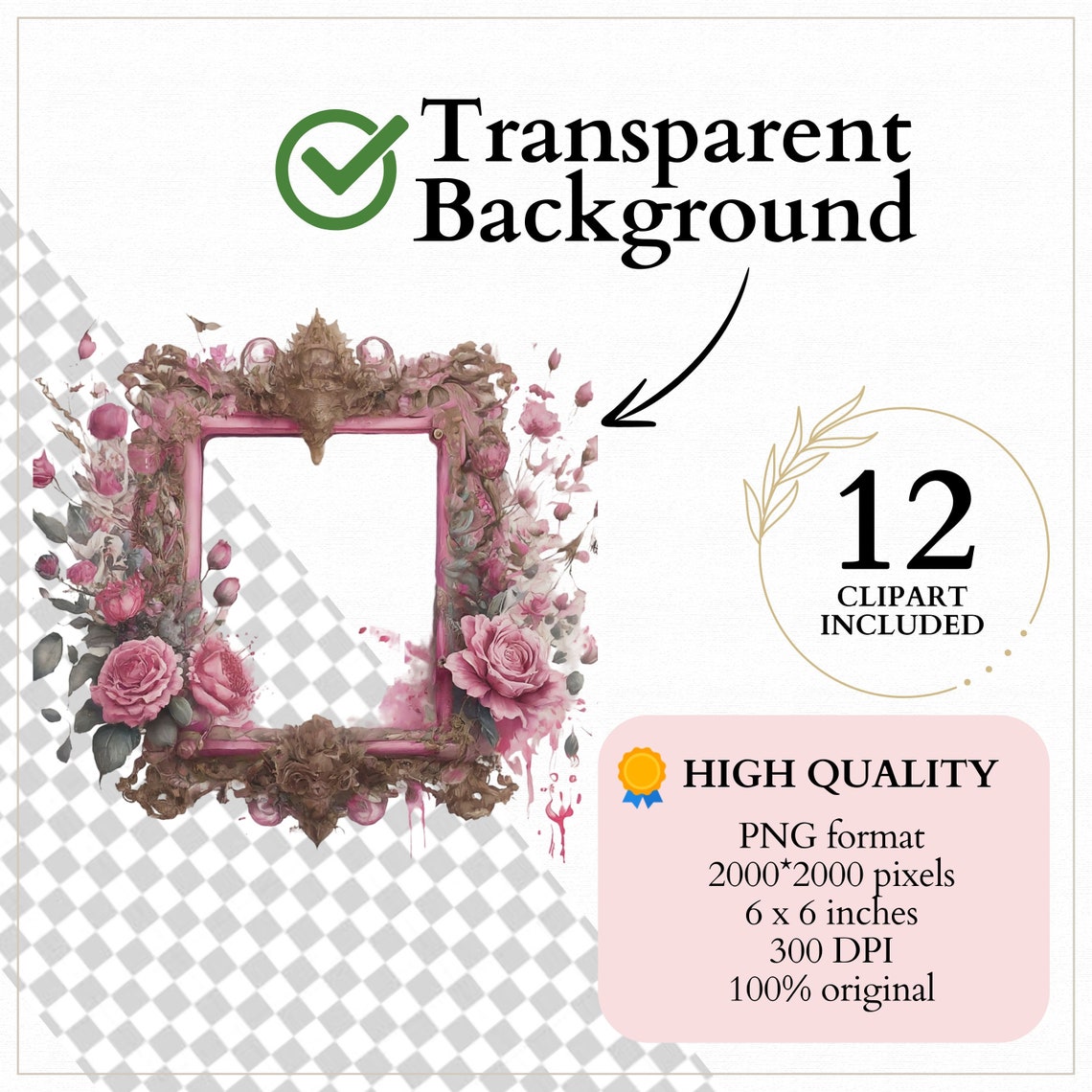 Rococo Frame Clipart, Antique Printable Frames Png to Ornate Picture ...