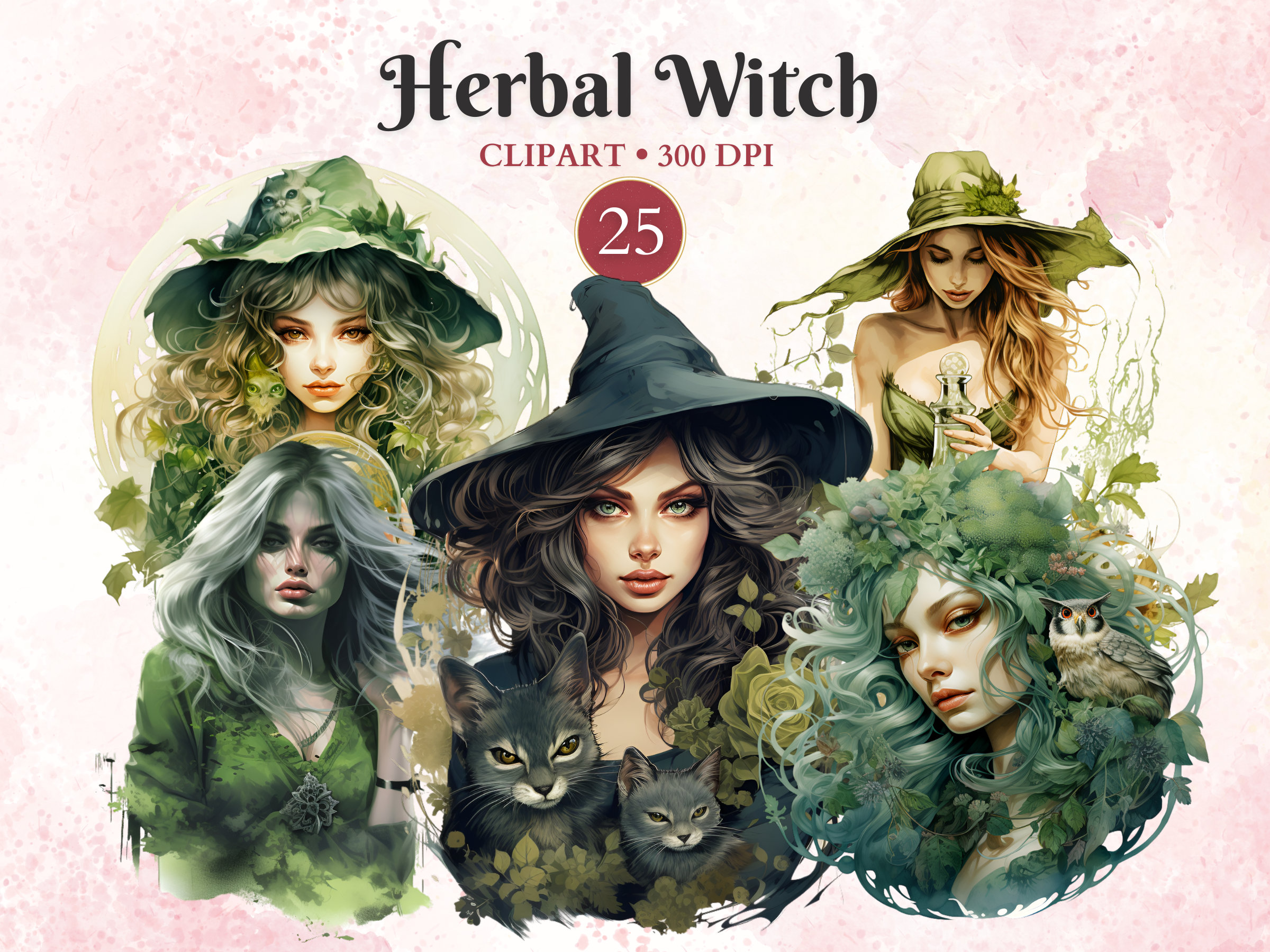 Herbal Witch Clipart, Magic Herb, Green Witch, Magic Witchcraft, Witch ...