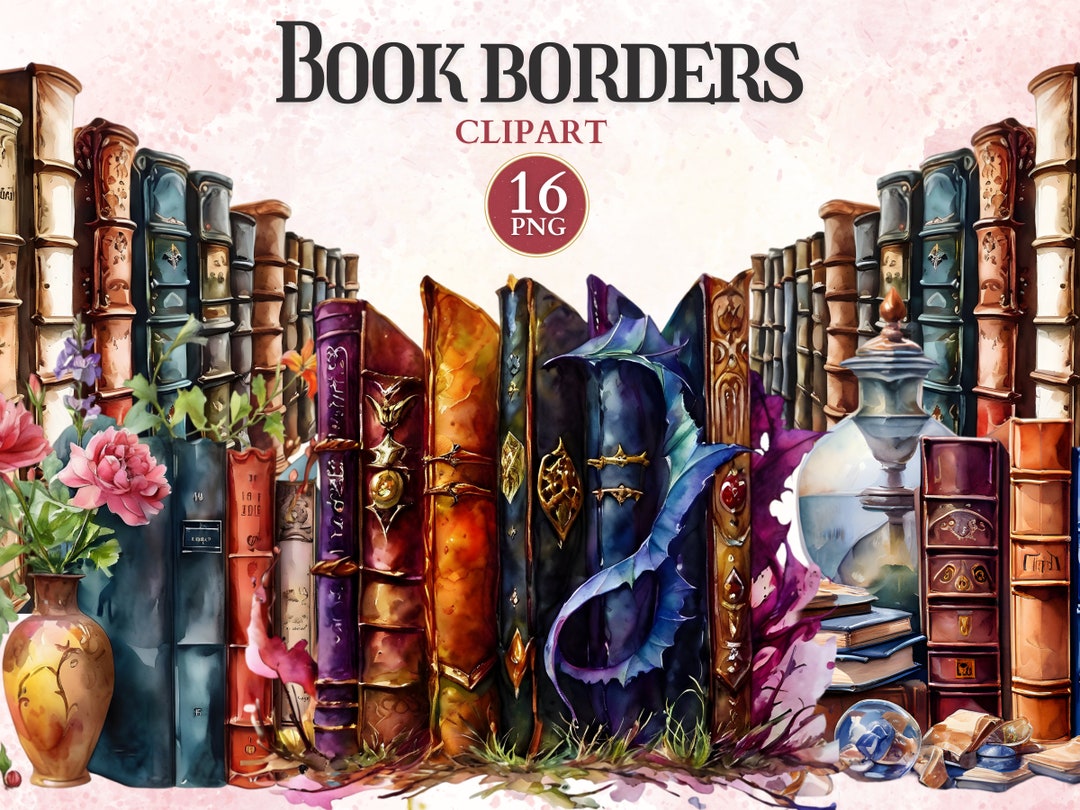 Book Borders Clipart, Book Clipart, Bookcase Png, Library Image ...