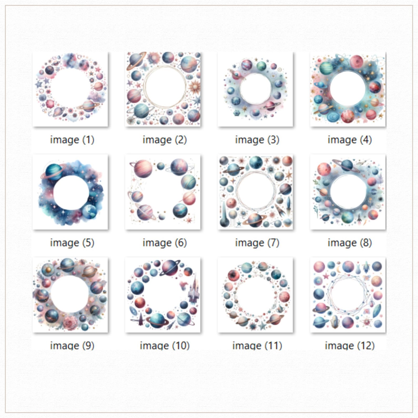 Galactic Frame Clipart, Space Planets Clipart, Solar System Art, Galaxy ...