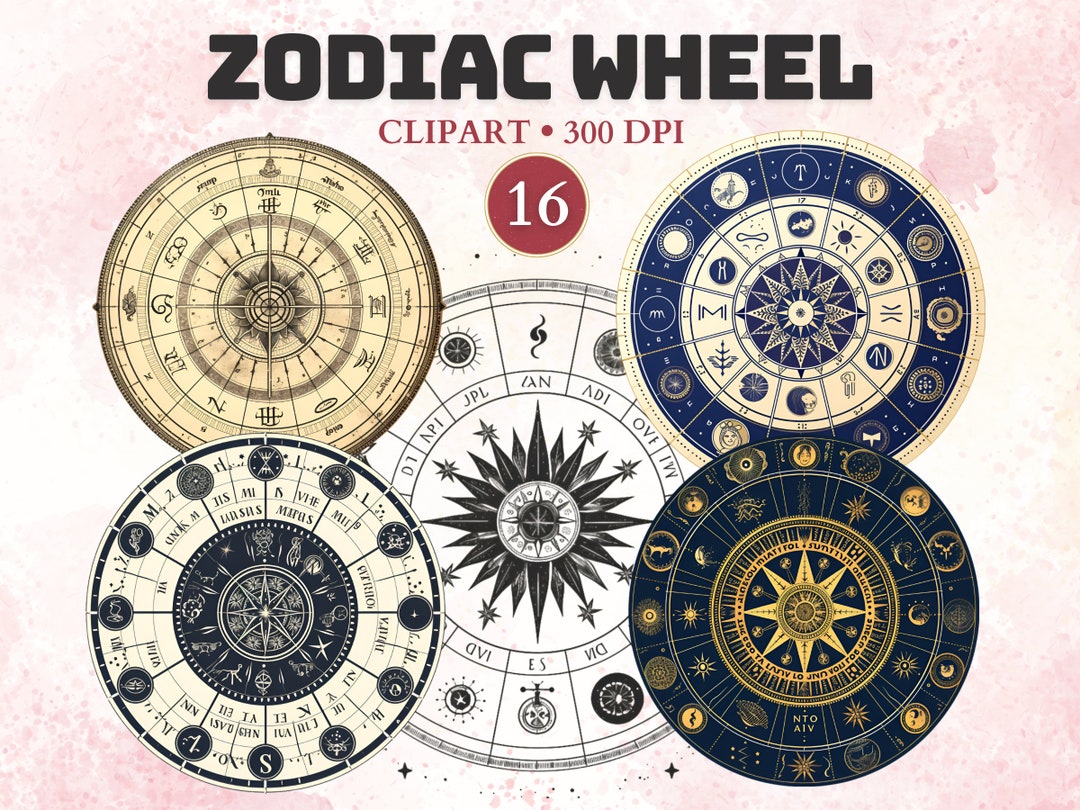 Zodiac Wheel Clipart, Astrology Wheel, Horoscope Symbols, Zodiac Sign ...