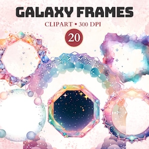 Galaxy Frame Clipart, Watercolor, Border Clipart, Space, Universe, Png ...