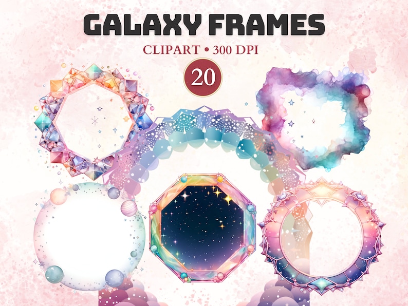 Galaxy Frame Clipart, Watercolor, Border Clipart, Space, Universe, Png ...