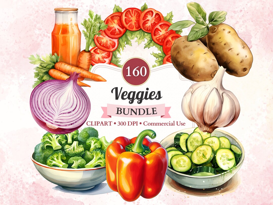 Veggies Clipart Bundle, Vegetables, Healthy Food Png, Veggie, Vegan ...