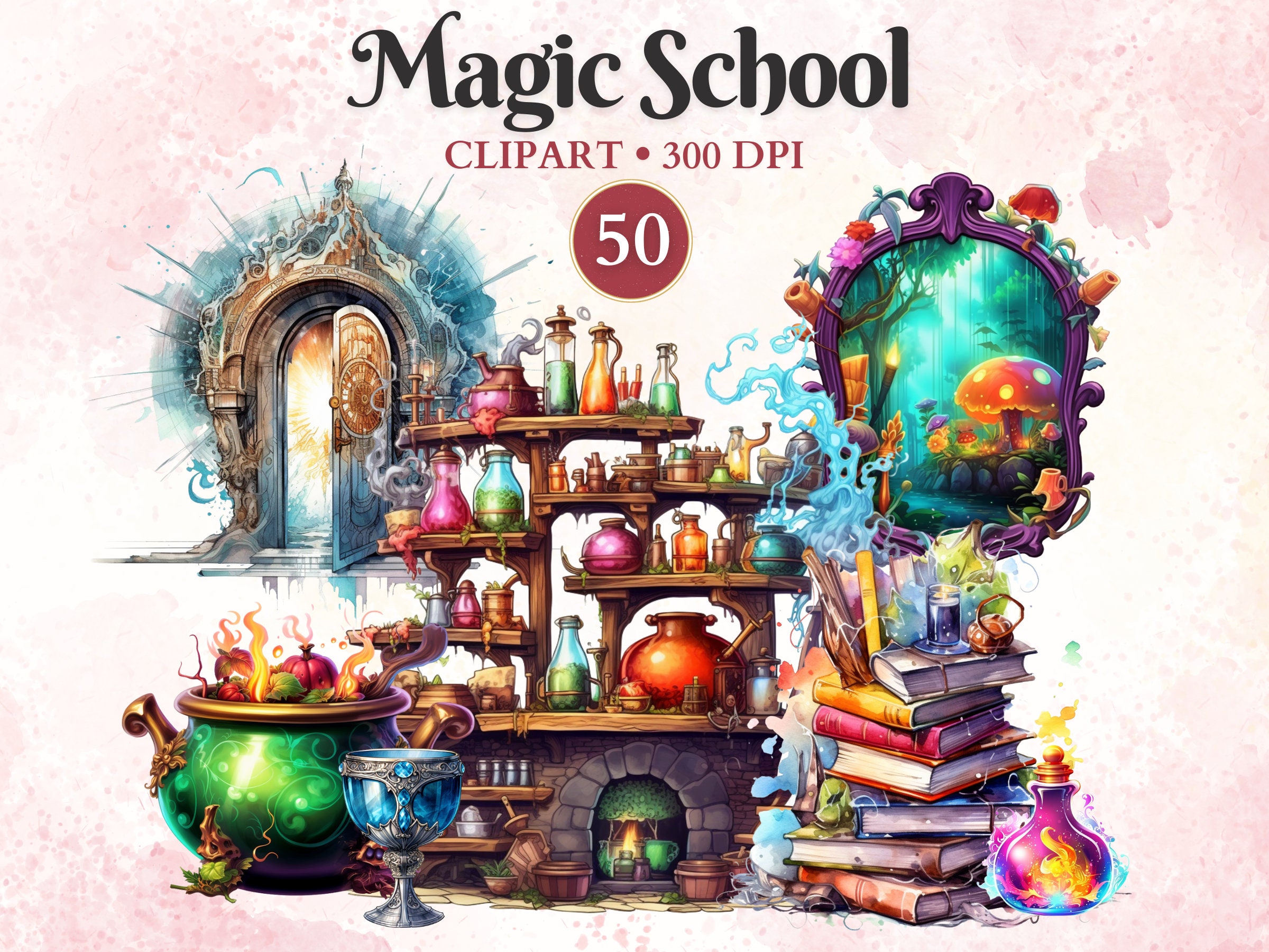 Magic School Bundle Clipart Wizard Clipart Magic Clip Art - Etsy