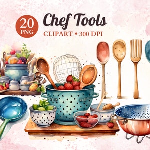 Chef Tools Clipart Cooking Tools Clipart Kitchen Utensils - Etsy