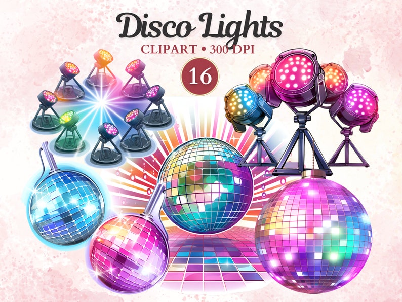 Disco Lights Clipart, Disco Light Png, Disco Clipart, Disco Ball, Music ...