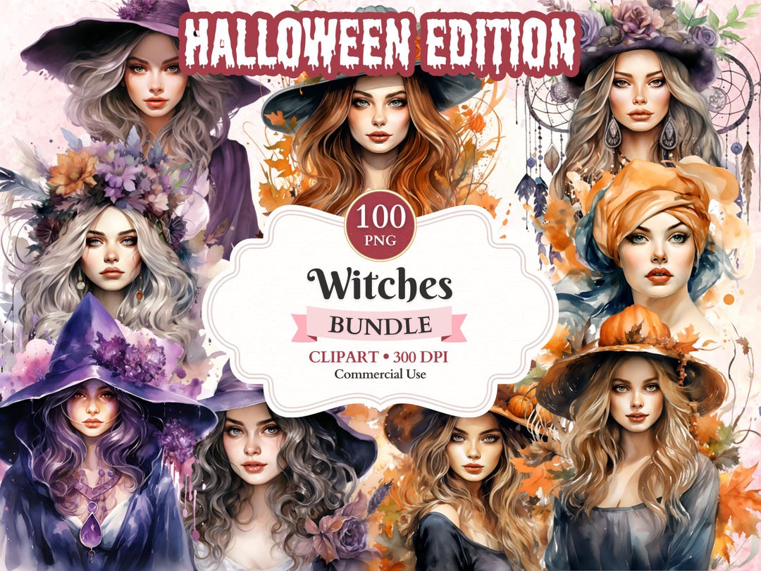 Witches Clipart Bundle, Halloween Clipart, Witchcraft Png, Hocus Pocus ...