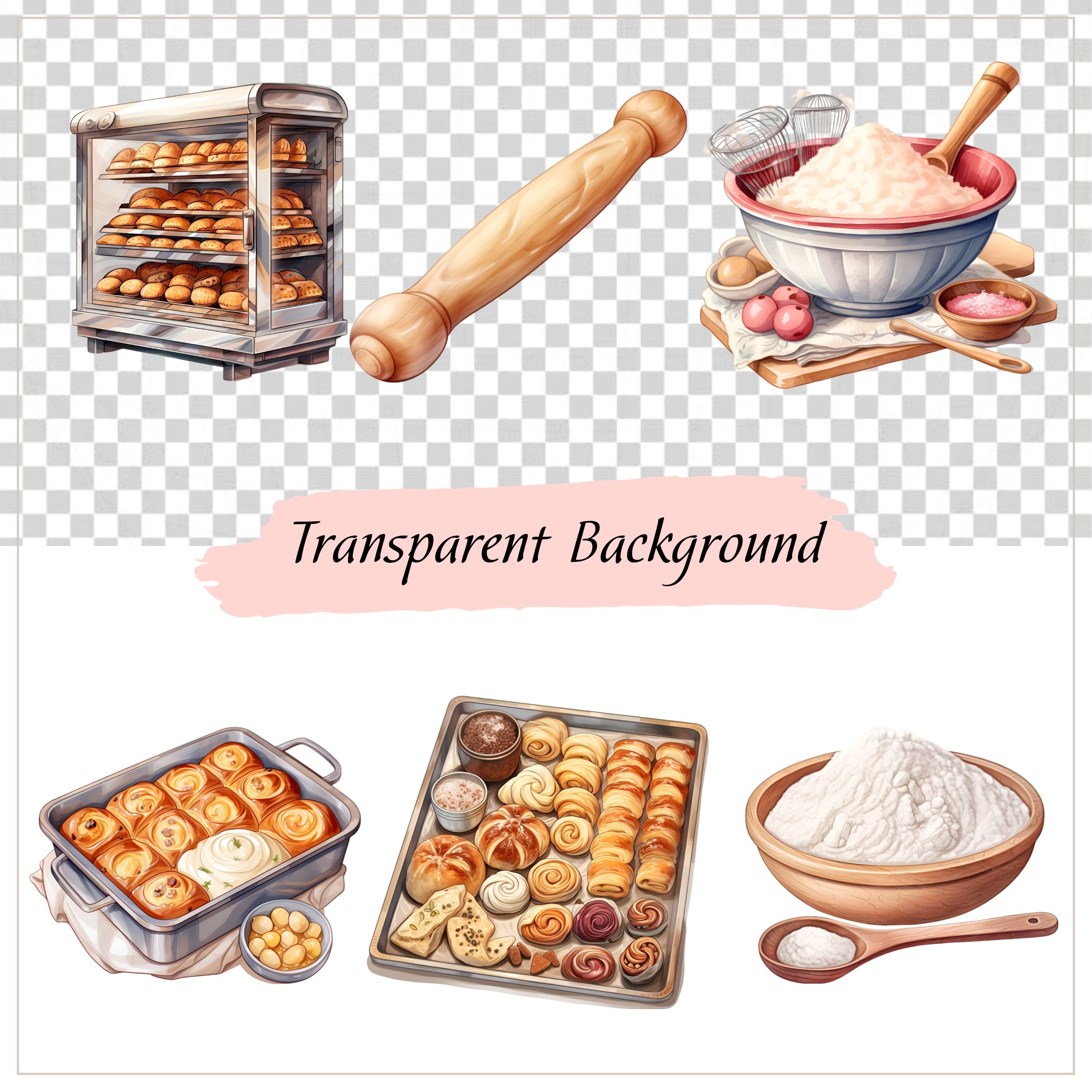 Baking Supplies Clipart, Baking Utensil Clipart, Bakery Tools, Home ...