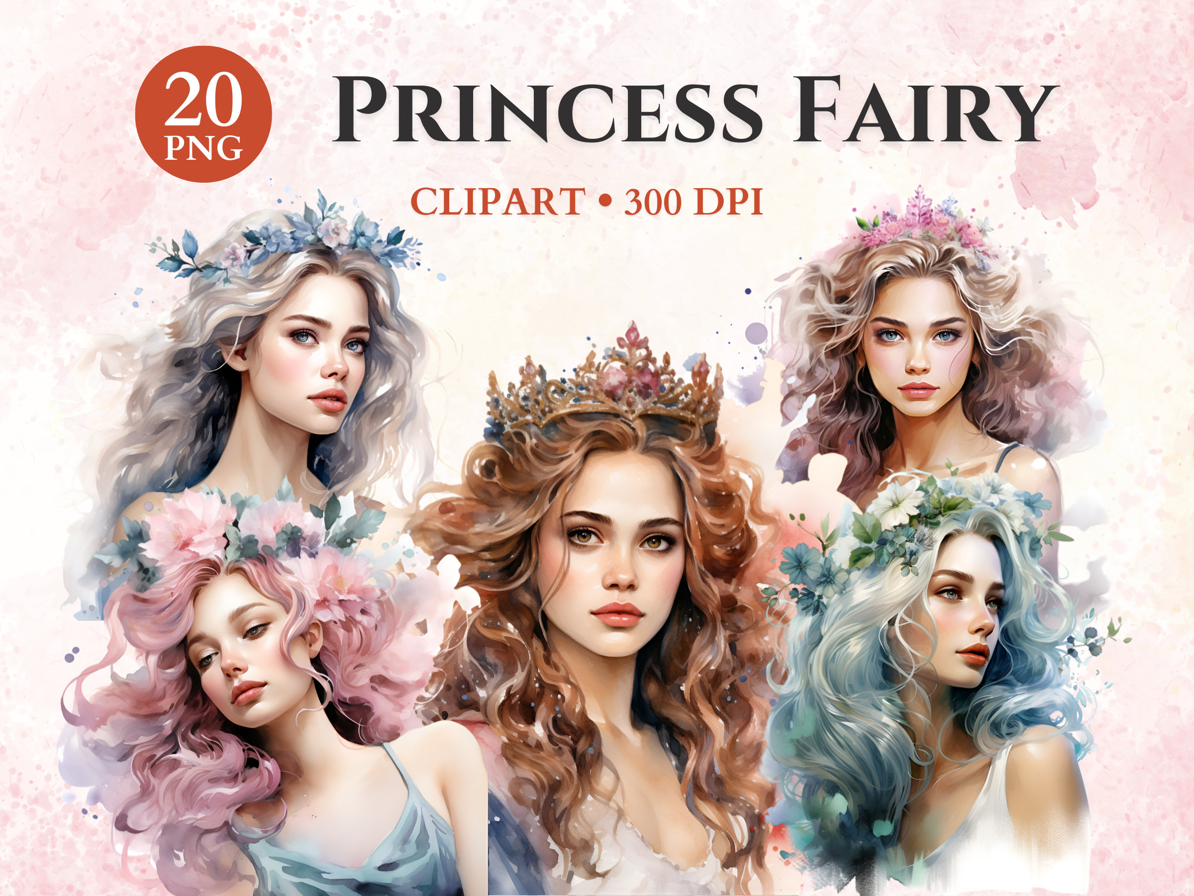 Princess Fairy Clipart Watercolor Princess Fairy Tale - Etsy