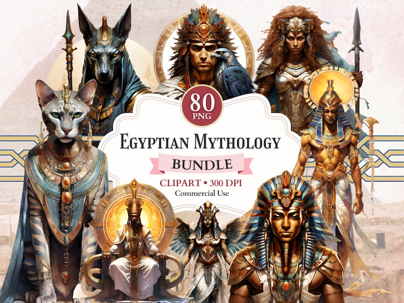 Egyptian Mythology Clipart Bundle, Ancient Egypt, Egyptian God, Pharaoh ...