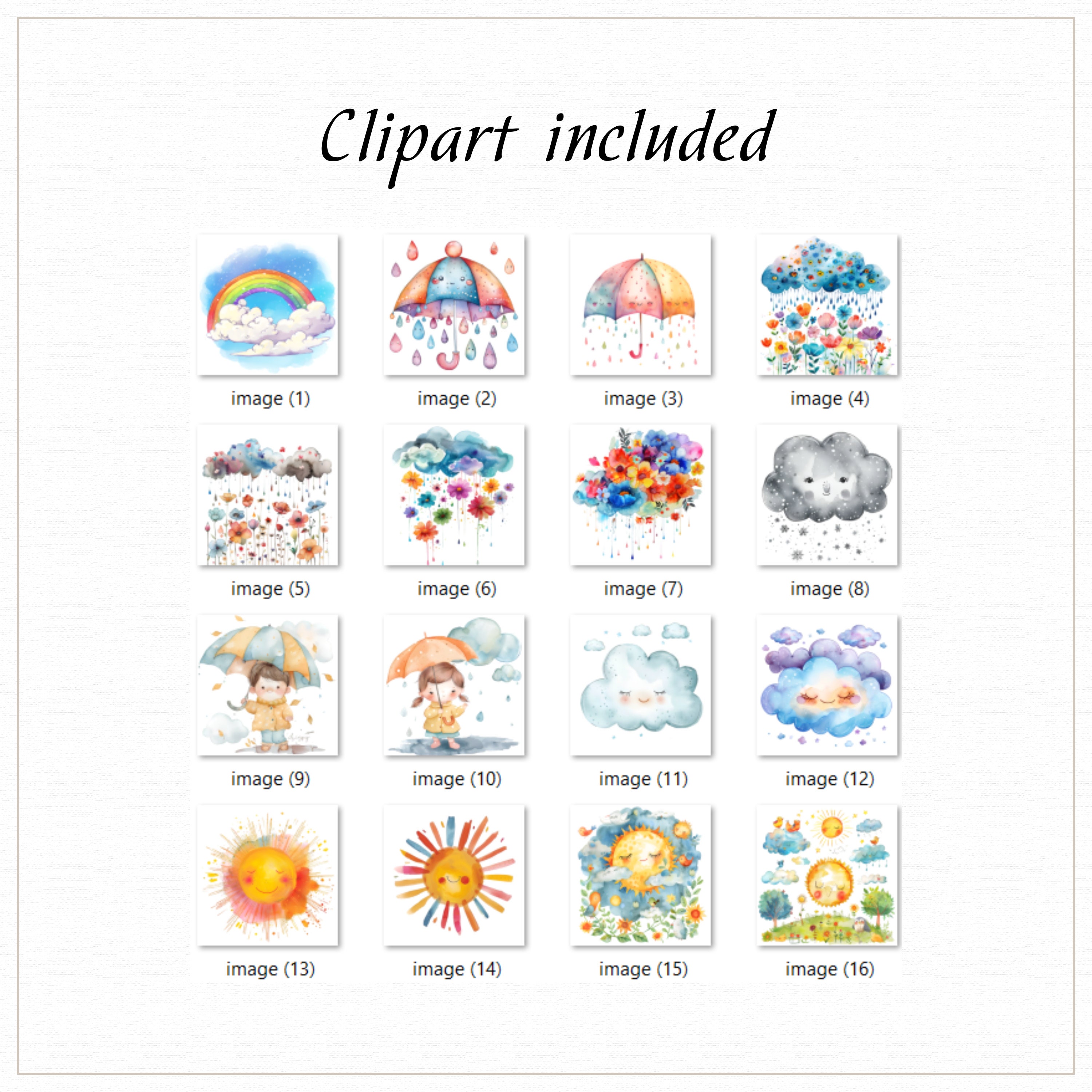 Weather Clipart, Kawaii Weather, Rainy Day, Cute Sun Clipart, Cloud Png ...