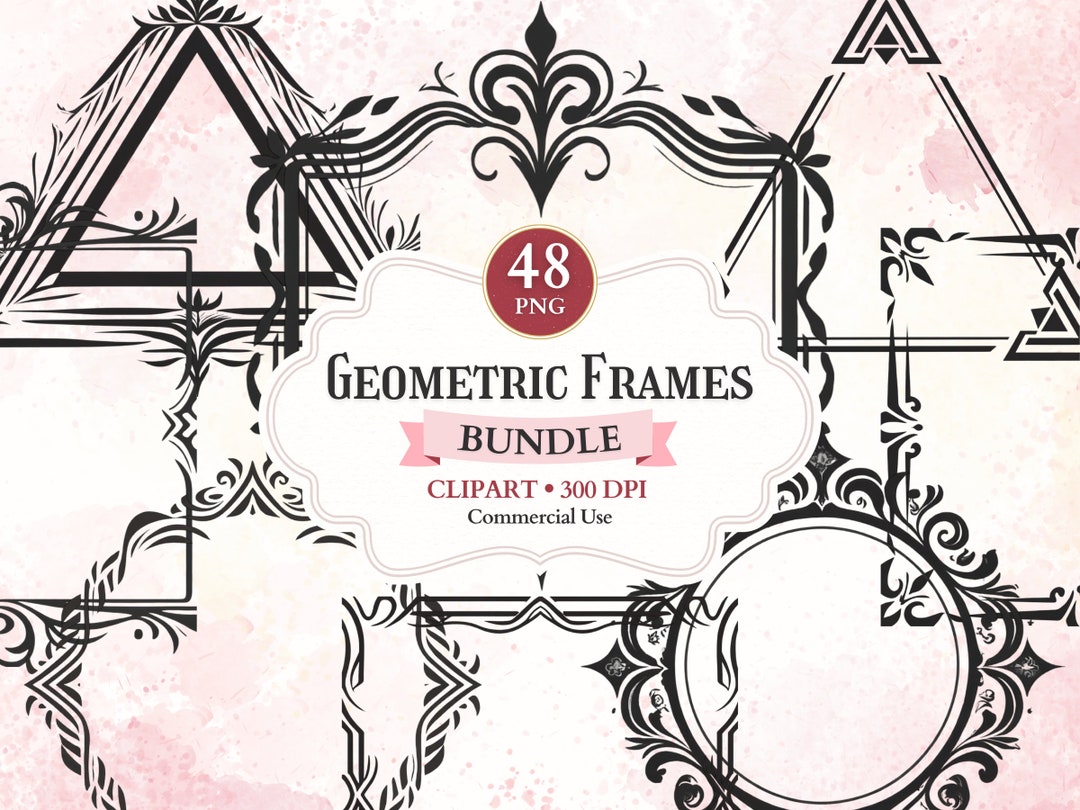 Geometric Frames Clipart, Printable Photo Frame Png, Ornate Picture ...