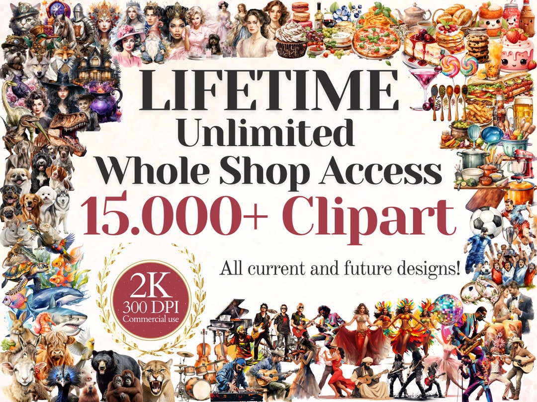 WHOLE SHOP Mega Bundle, 15.000+ PNG Clipart, Unlimited Lifetime Shop ...