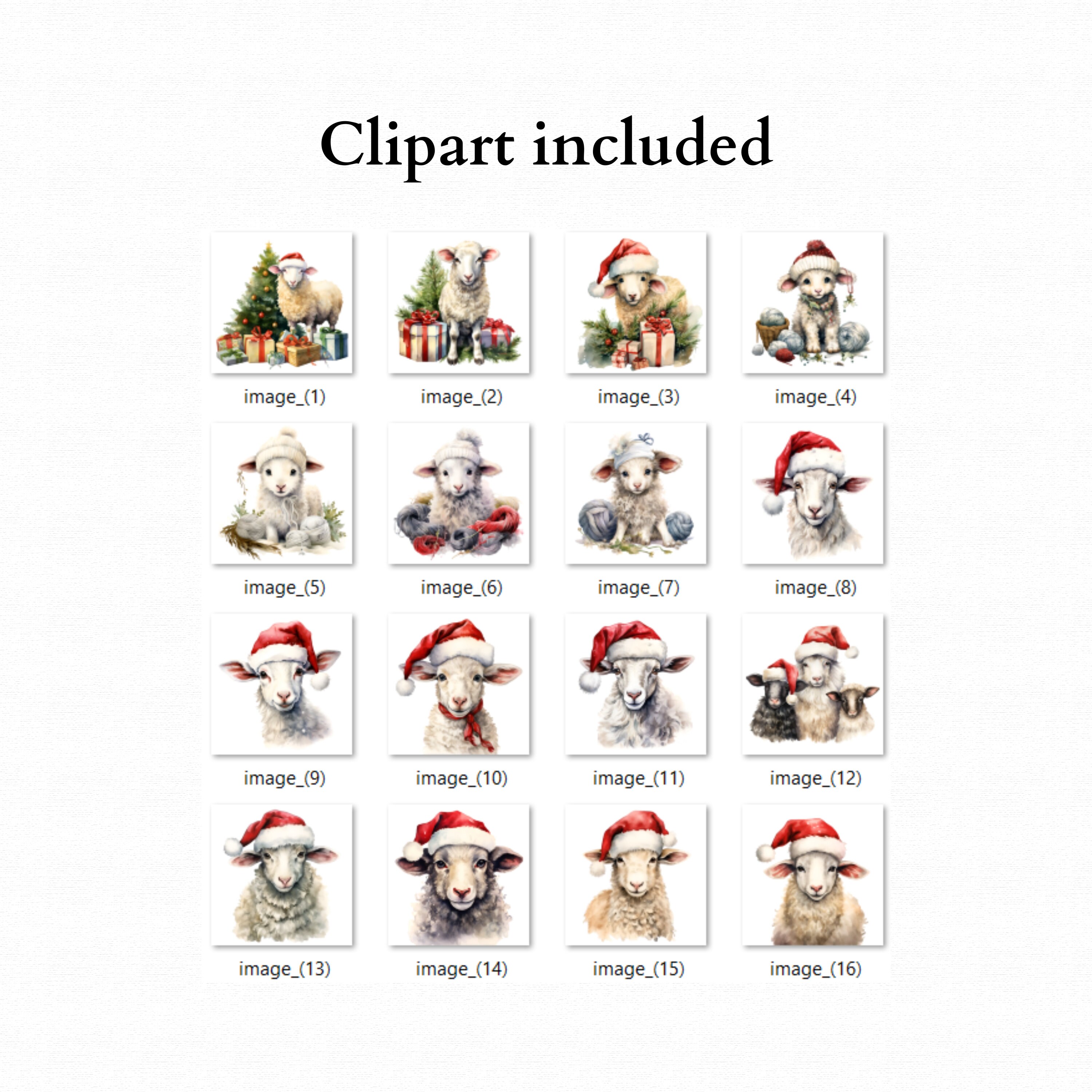 Christmas Sheep Clipart, Sheep Png, Lamb Clipart, Cute Animal Clipart ...